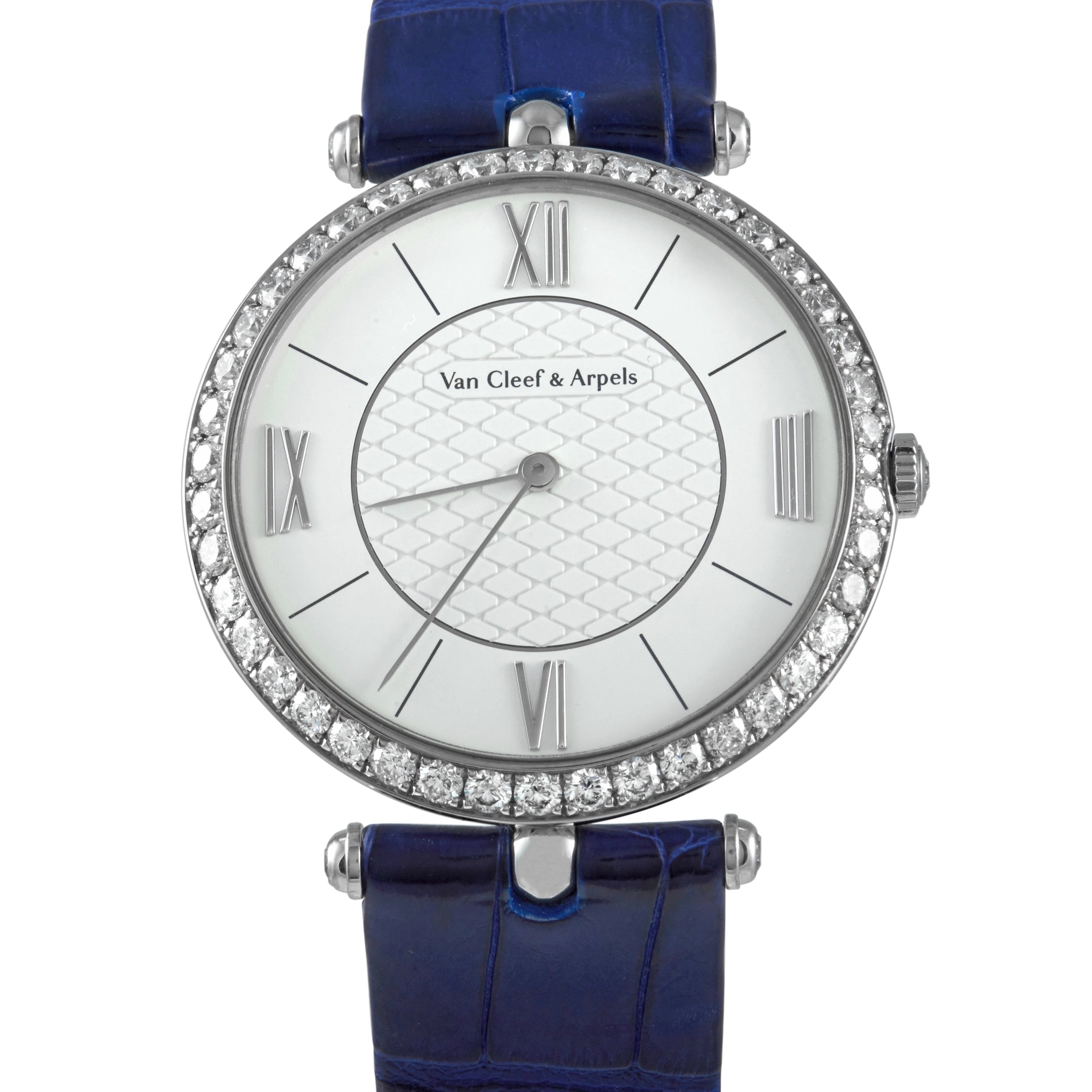 Van Cleef And Arpel Blue Leather White Gold Watch – MaddaloniJewel